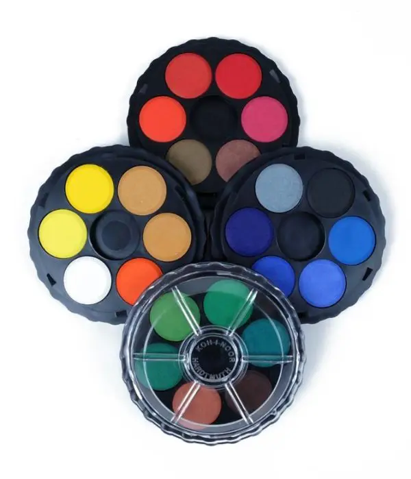 SET OF WATERCOLOUR POSTCARD AND WATERCOLOUR DISK 24 COLOURS - Saatchi Store