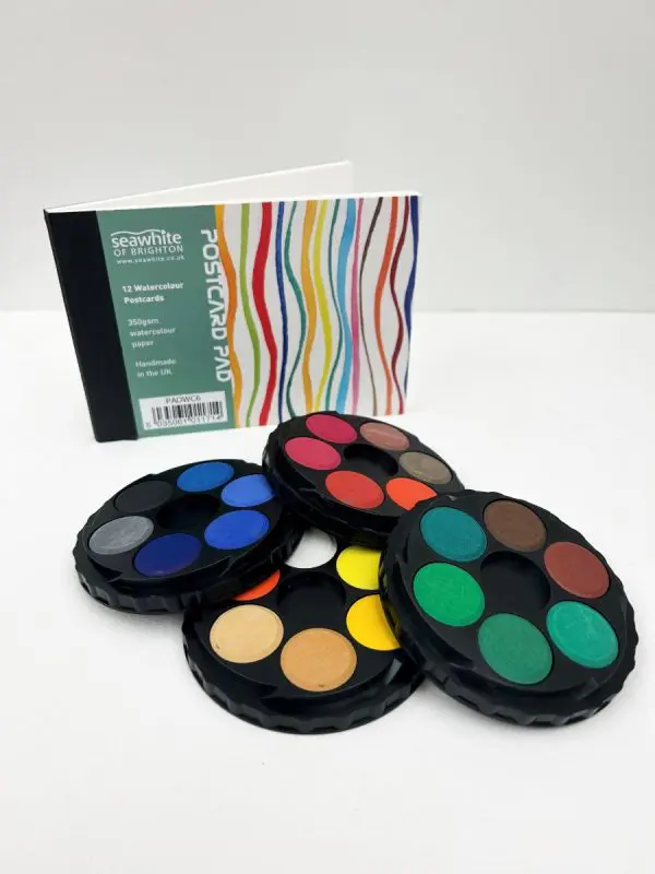 SET OF WATERCOLOUR POSTCARD AND WATERCOLOUR DISK 24 COLOURS - Saatchi Store