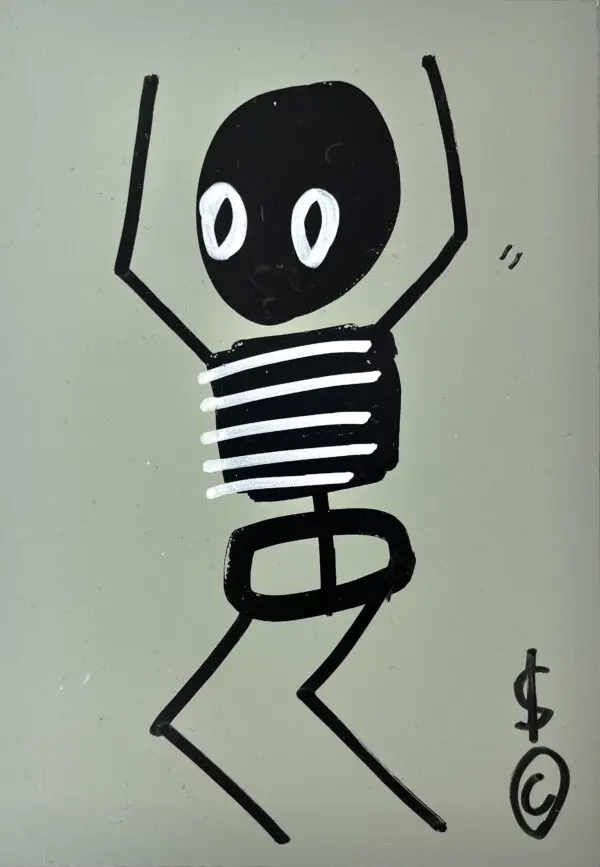 Dancing Skeleton – Green (Right Side) by Skeleton Cardboard - Saatchi Store