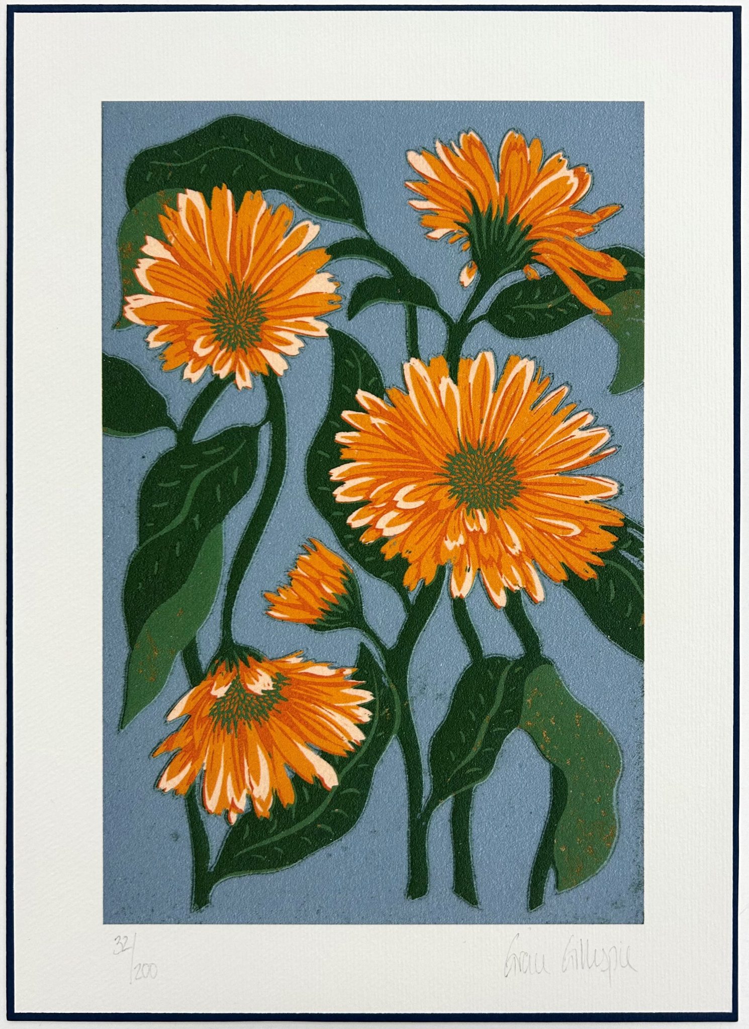 Marigolds on Blue by Grace Gillespie - Saatchi Store